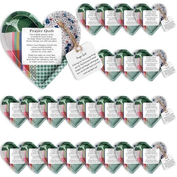 24 Pcs Mini Prayer Quilts with Cross Christmas Christian Gift Pocket ...