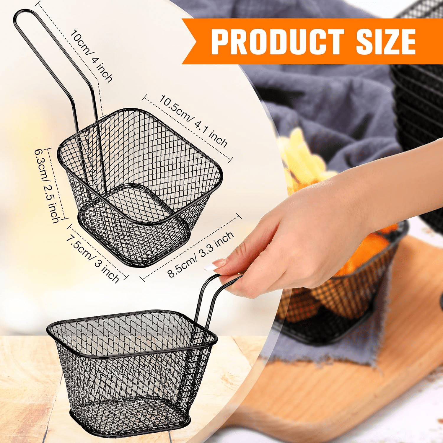 24 Pcs Mini Square Fry Basket Stainless Steel French Fries Holder Deep ...