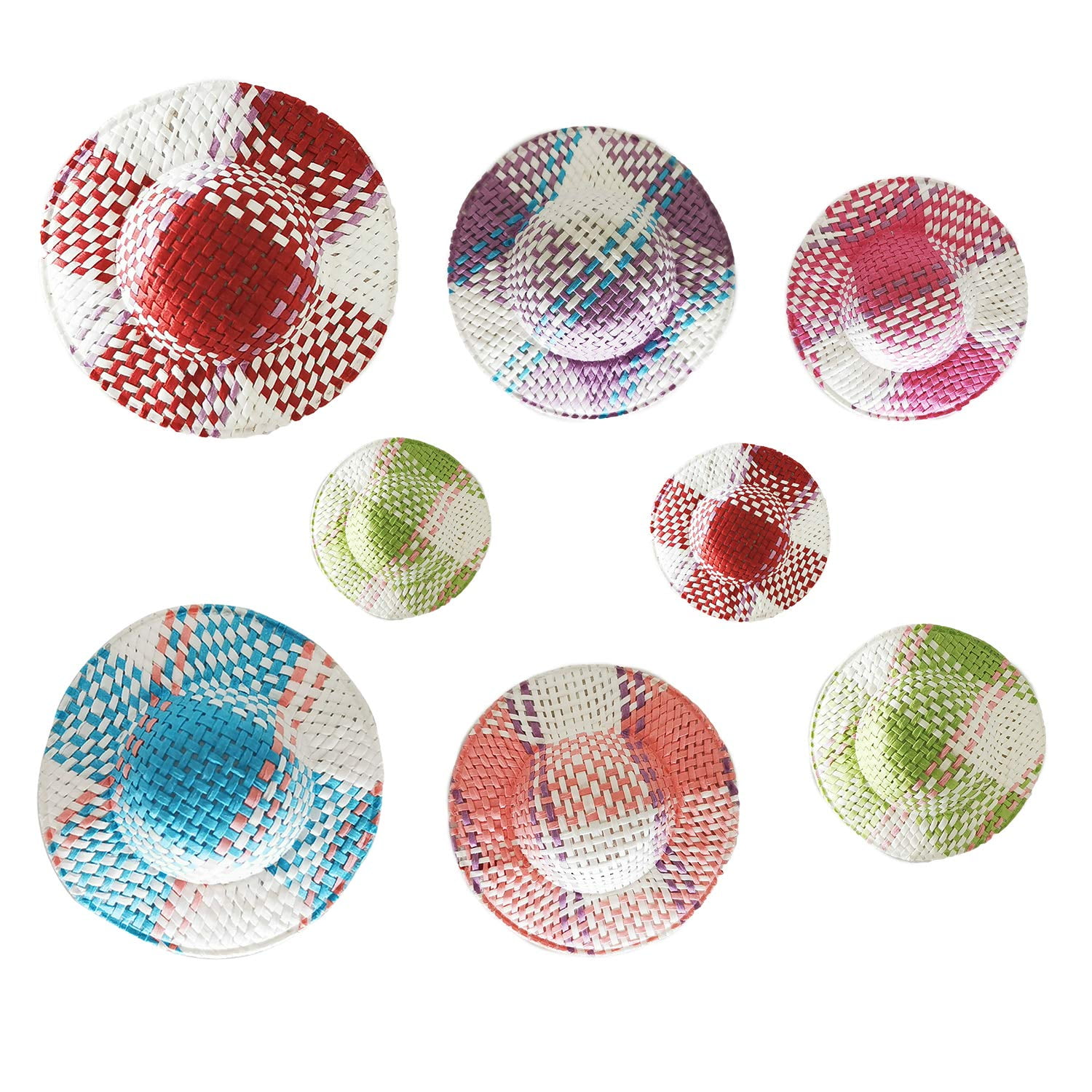 24 Pcs Mini Straw Hats Miniature Knitting Hats Paper Fabric Cap for ...