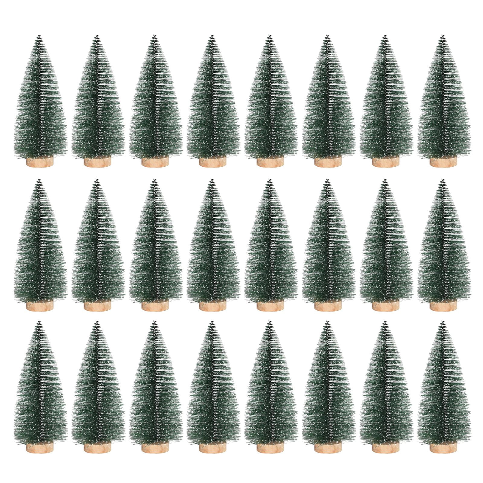 24 Pcs Miniature Christmas Trees – 4" Frosted Sisal Pine Trees with ...