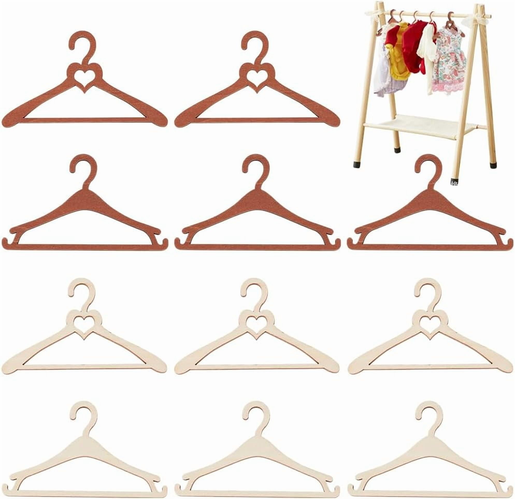 24 Pcs Miniature Clothes Hangers 4 Styles Mini Wooden Clothes Racks ...