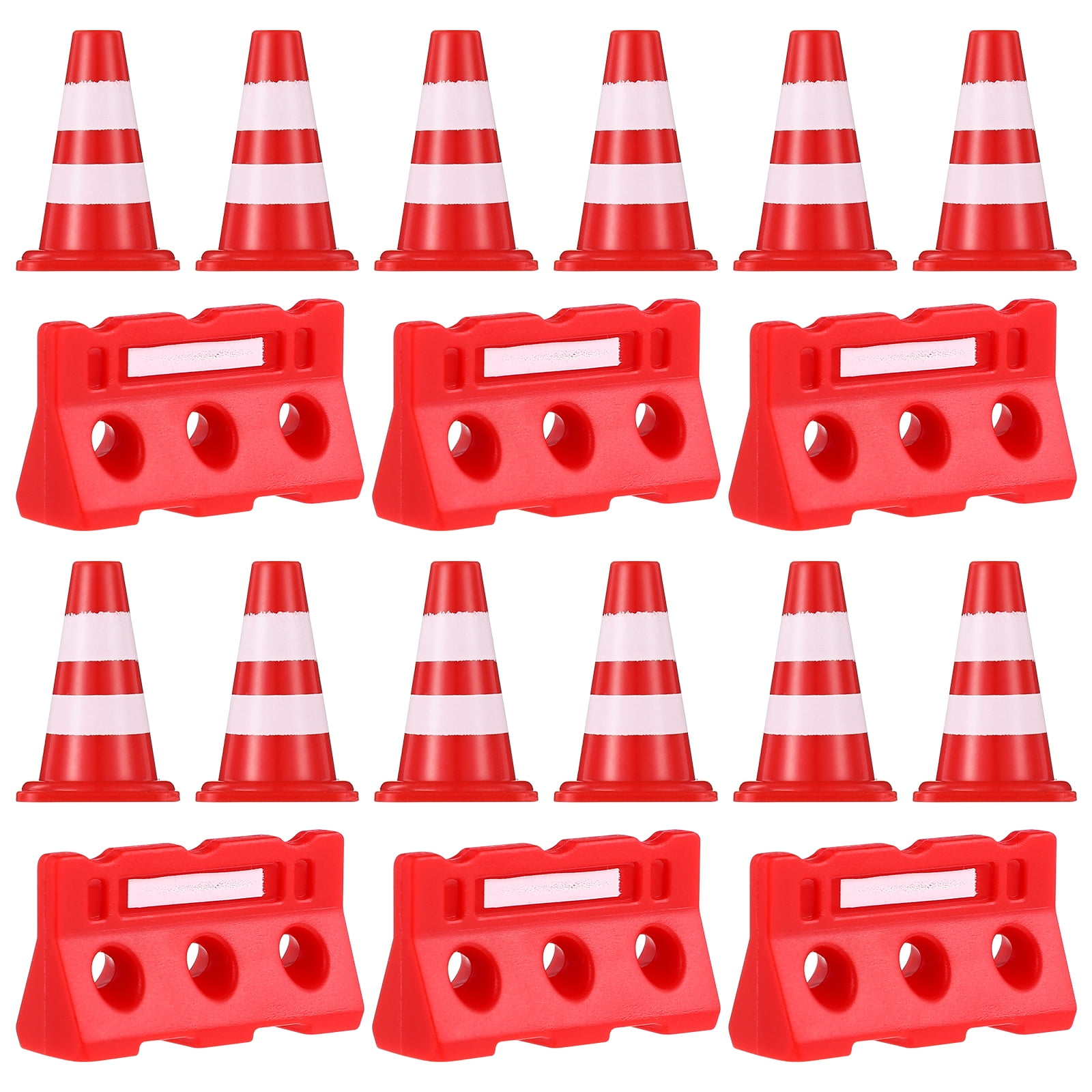 24 Pcs Miniature Traffic Cones and Fences Models Road Construction ...