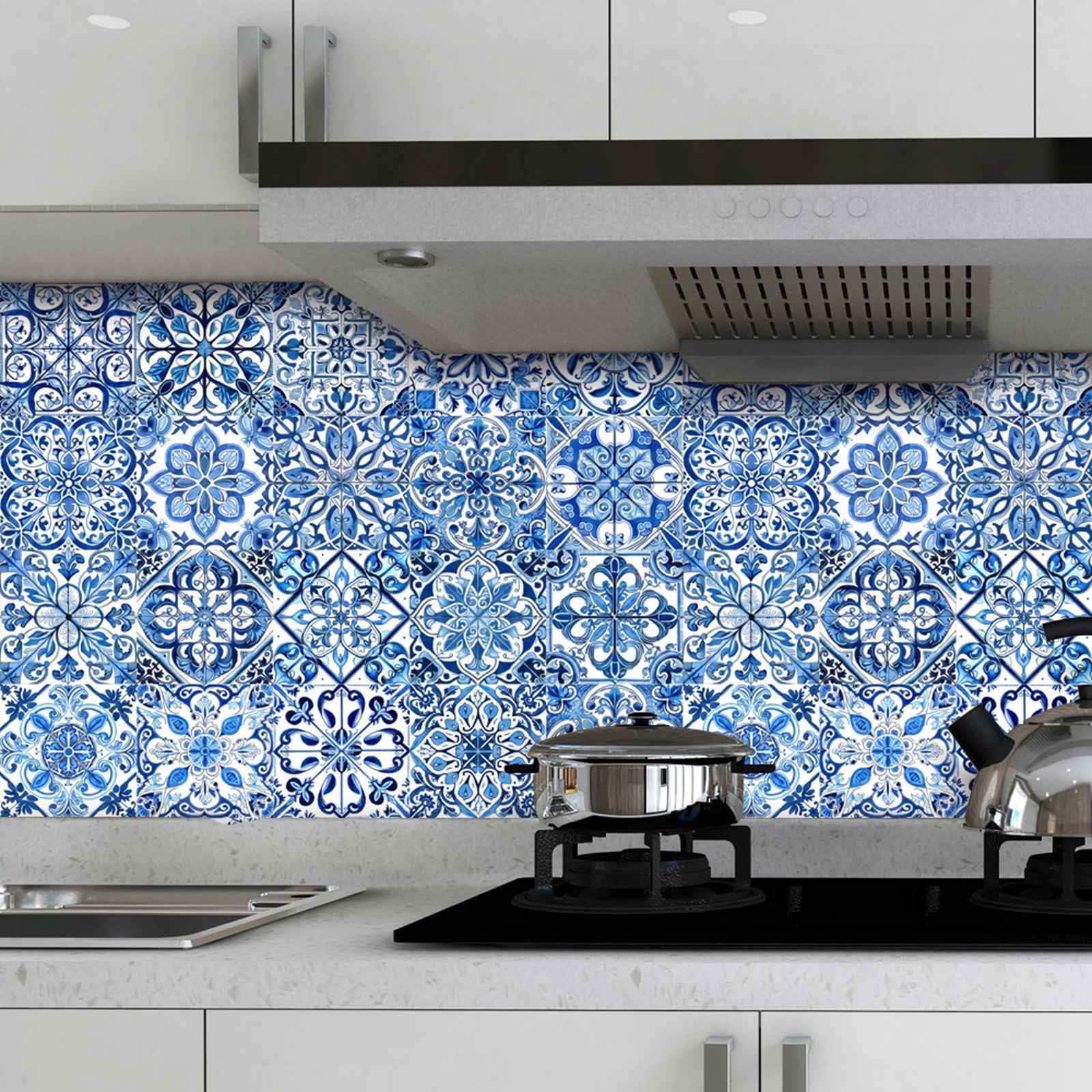 24 Pcs Moroccan Style Tile Sticker, 6x6 Inch Vintage Tile Wall Decals ...