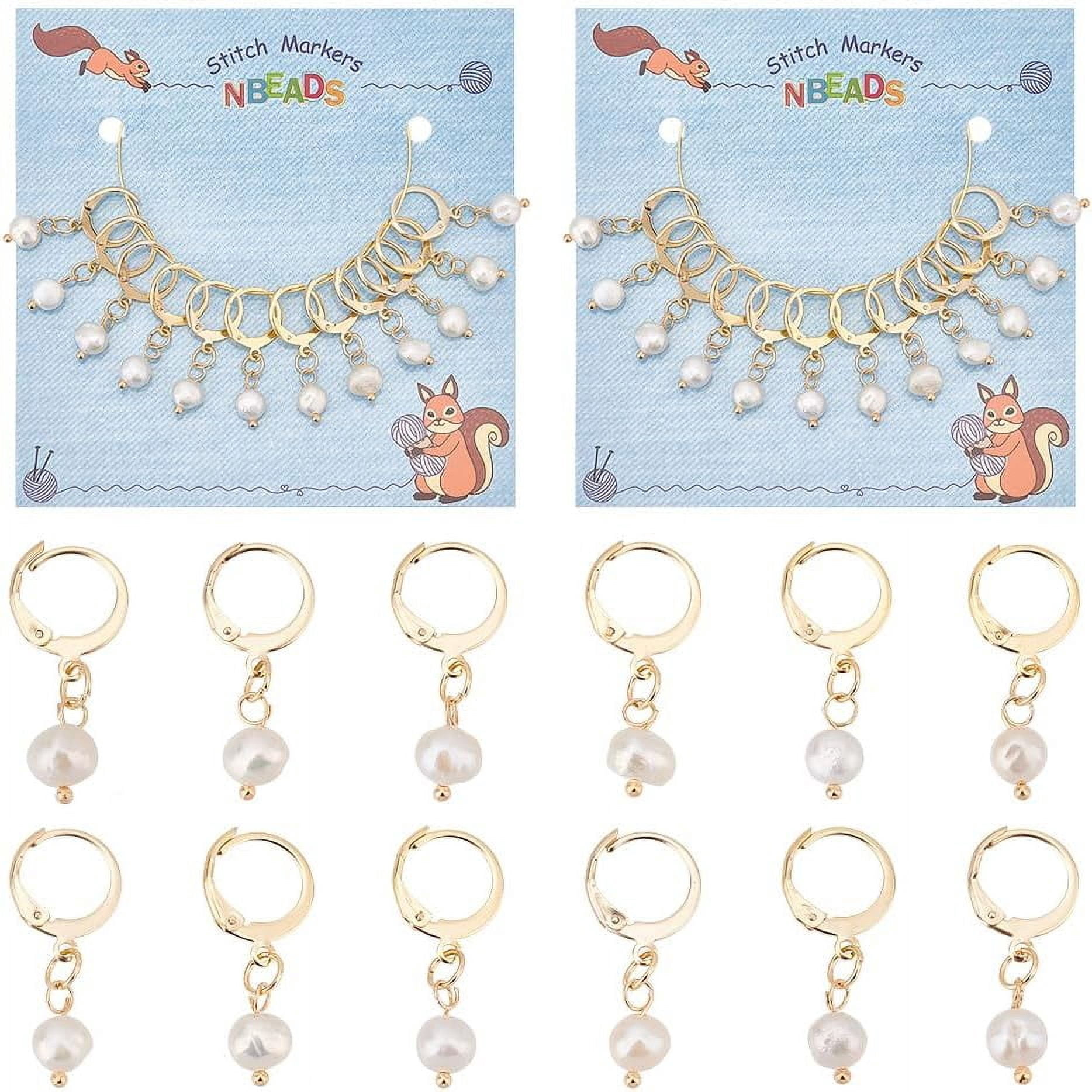 24 Pcs Natural Freshwater Pearl Stitch Markers Golden Nuggets Pearl ...