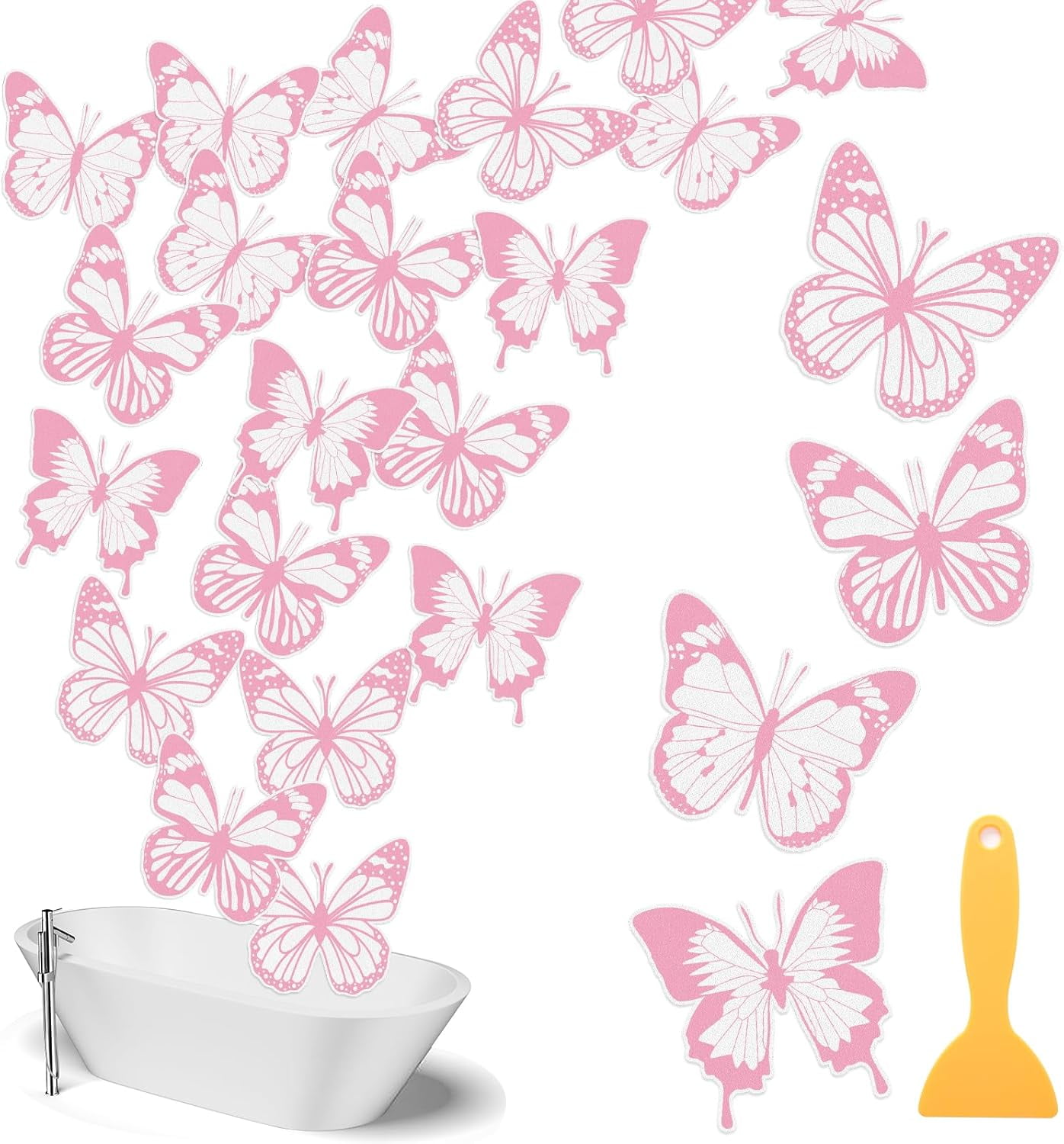 24 Pcs Non Slip Shower Stickers Butterfly Anti Slip Shower Stickers ...