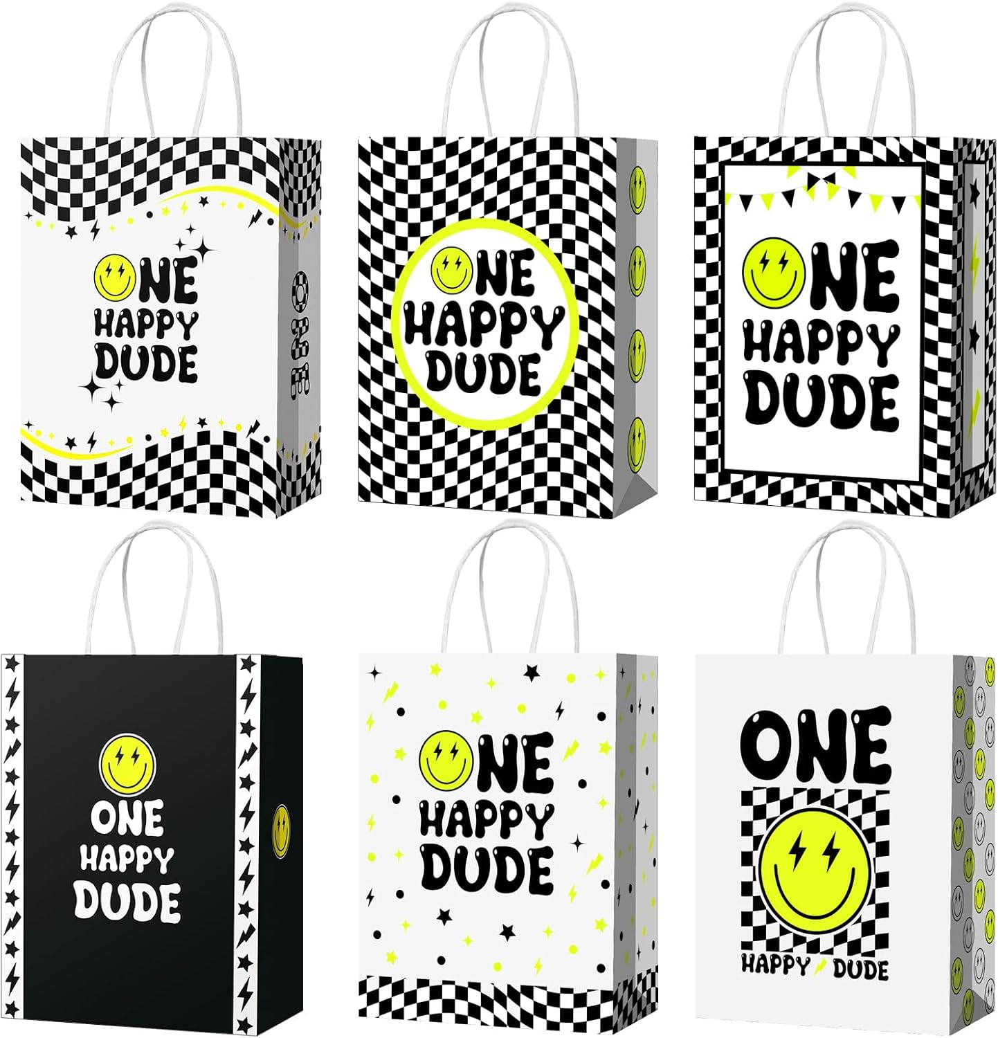 24 Pcs One Happy Dude Birthday Decorations Gift Bags One Happy Dude ...