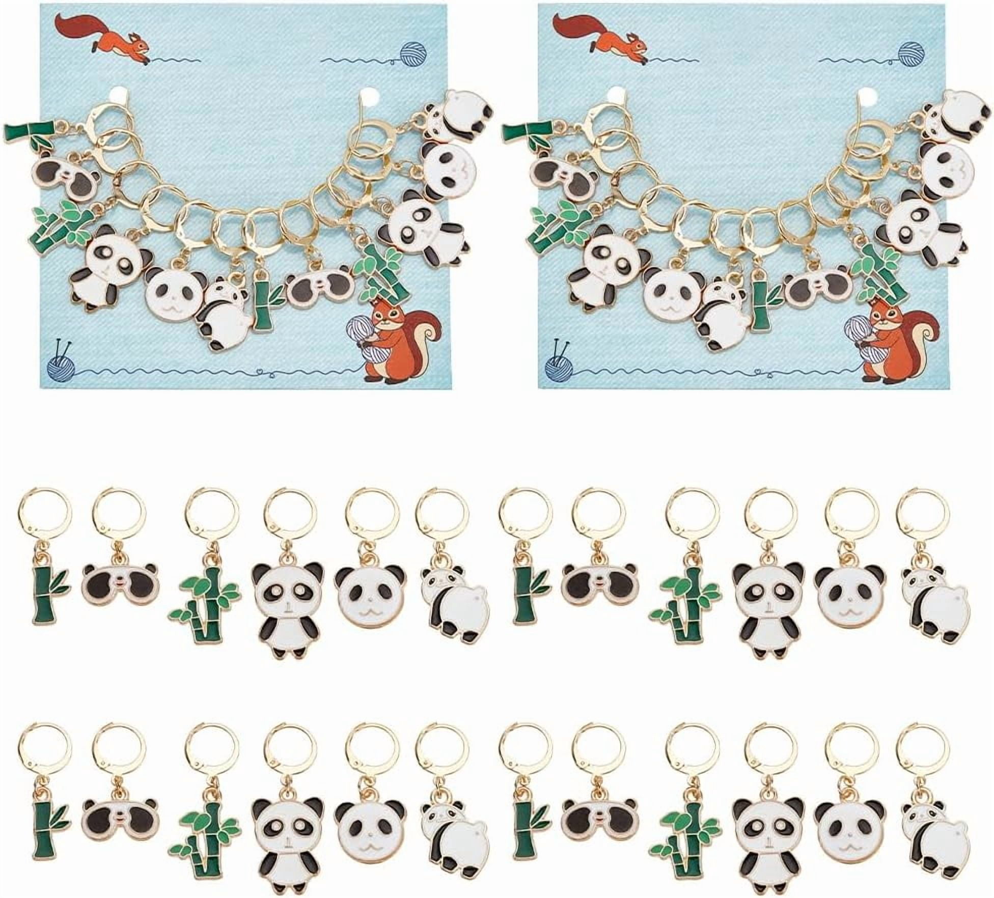 24 Pcs Panda Bamboo Stitch Markers Enamel Crochet Stitch Marker Charms ...