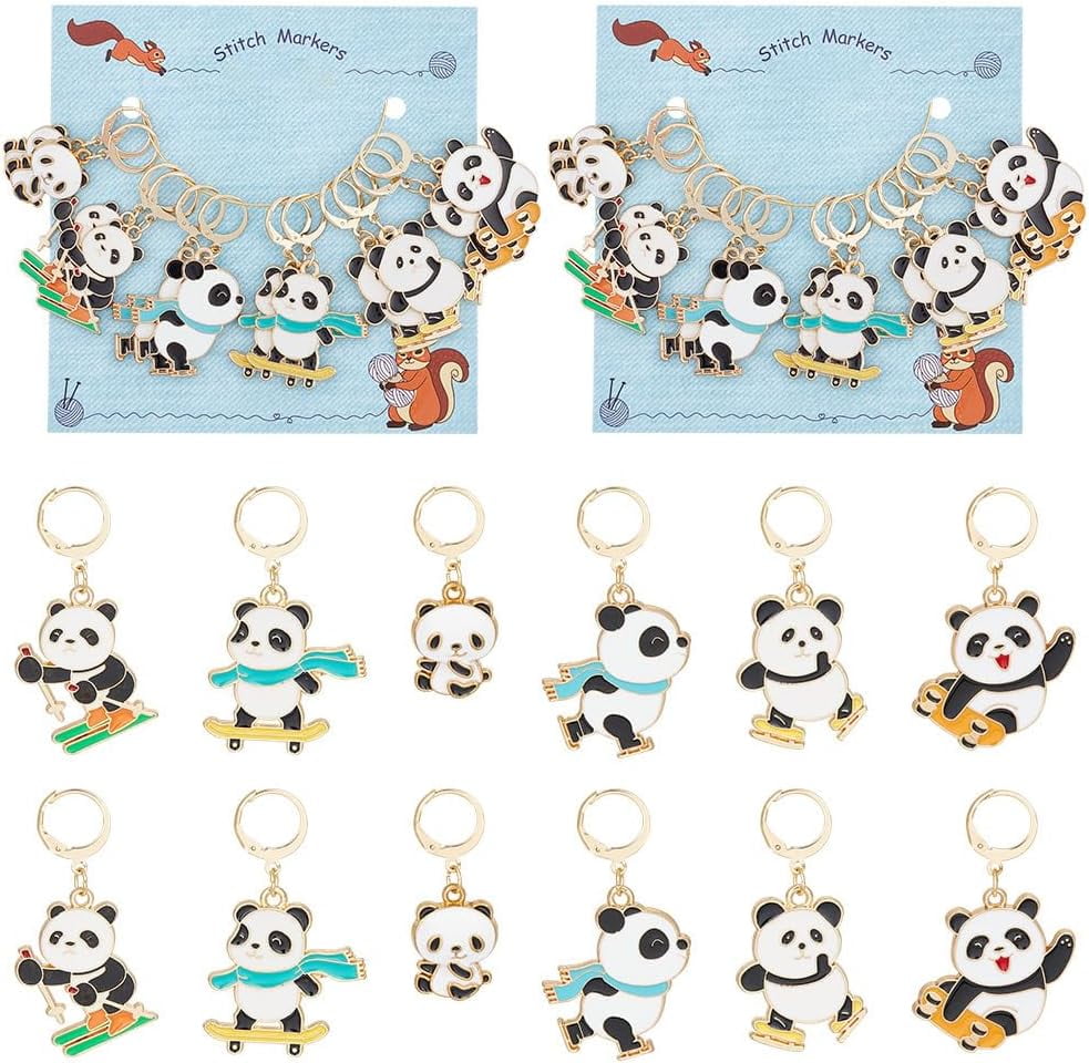 24 Pcs Panda Stitch Markers Enamel Crochet Stitch Marker Charms ...