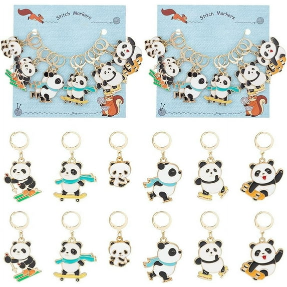 24 Pcs Panda Stitch Markers Enamel Crochet Stitch Marker Charms ...