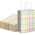 24 Pcs Pastel Plaid Paper Gift Bags Spring Gingham Party Favor Bags ...