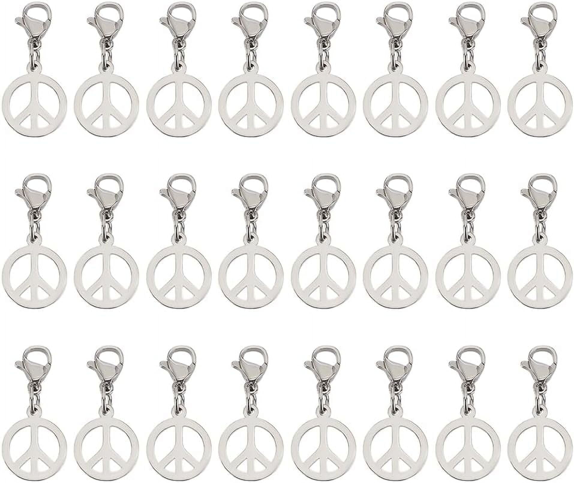 24 Pcs Peace Sign Charms 1inch Long Stainless Steel Peace Sign Shape ...