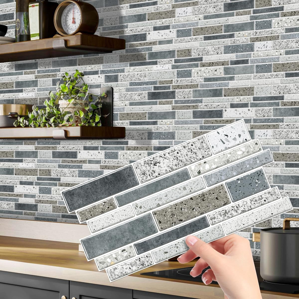 24 Pcs Peel and Stick Backsplash Vinyl Marble Tile, Self-Adhesive Tile ...