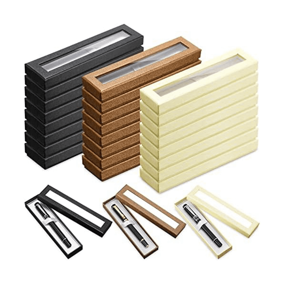 24 Pcs Pen Gift Box Empty Pen Cases with Clear Lid Pen Display for ...