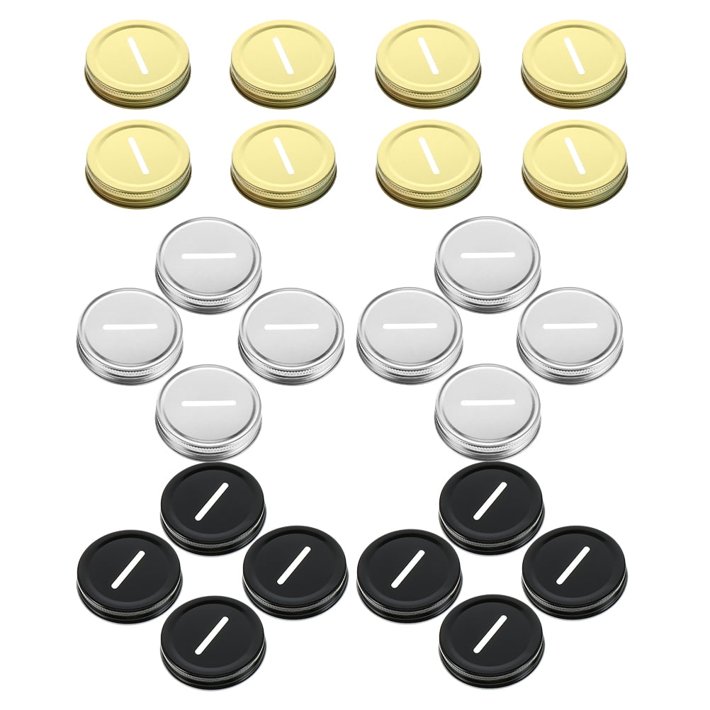 24 Pcs Piggy Bank Lid Mason Jar Caps Self Made Metal Jar Lids Slot ...