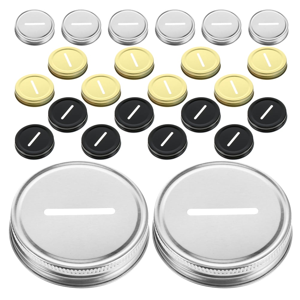 24 Pcs Piggy Bank Lid Mason Jar Coin Slot Covers Keyhole Lid Jar ...