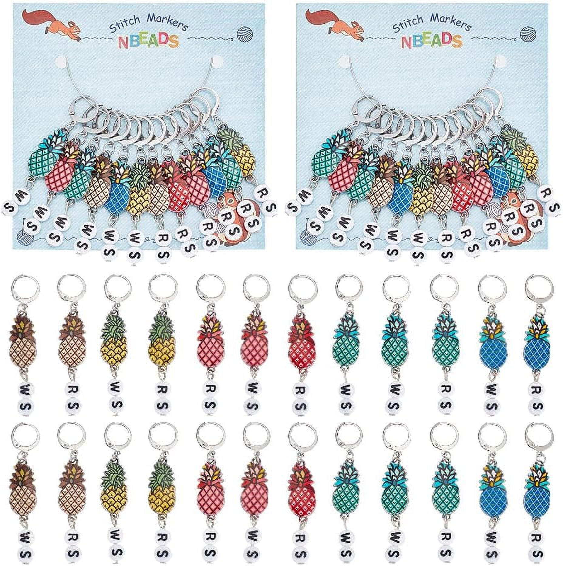 24 Pcs Pineapple with Number Stitch Markers Alloy Enamel Crochet Stitch ...