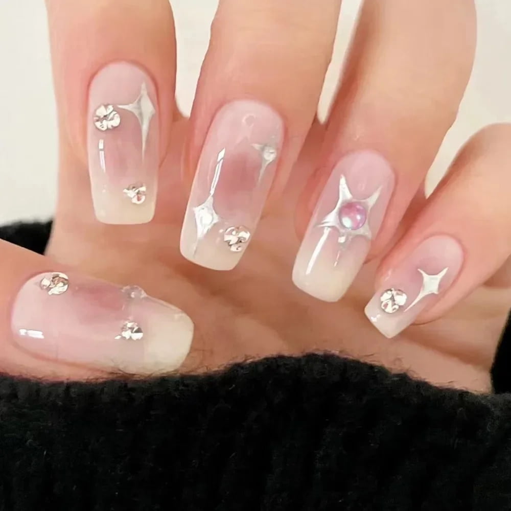 24 Pcs Pink Fake Nails Press on Nail Designs Art Long Tips False Forms ...