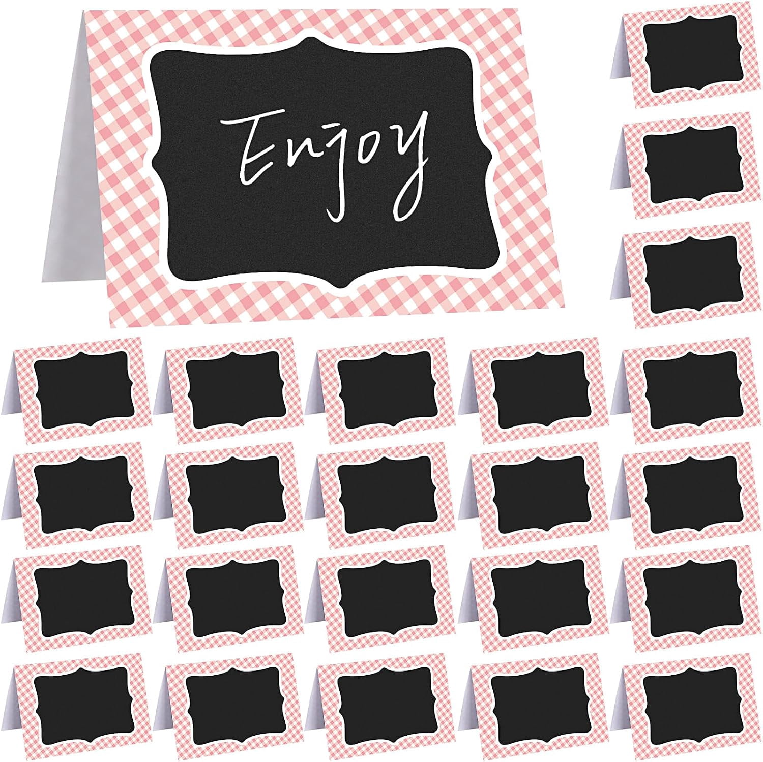 24 Pcs Pink Gingham Picnic Party Decoration Supplies 4 x 6 Inch Sweet ...