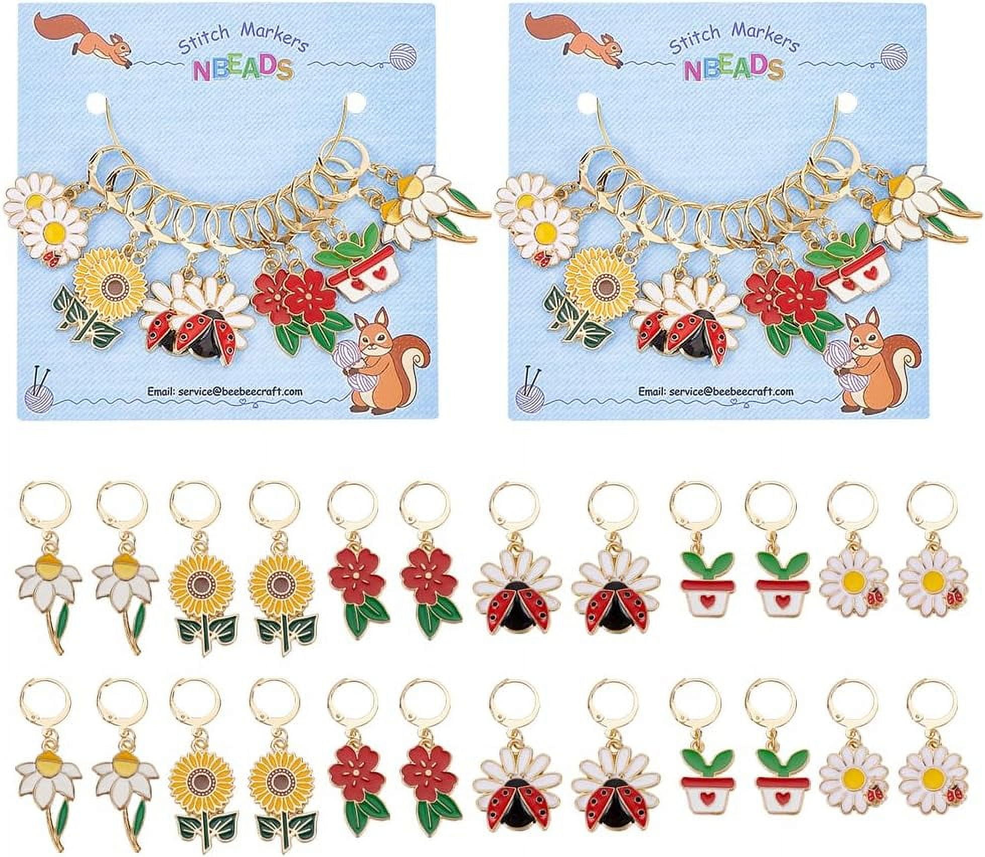 24 Pcs Plant Theme Stitch Markers Flower Ladybug Enamel Crochet Stitch ...