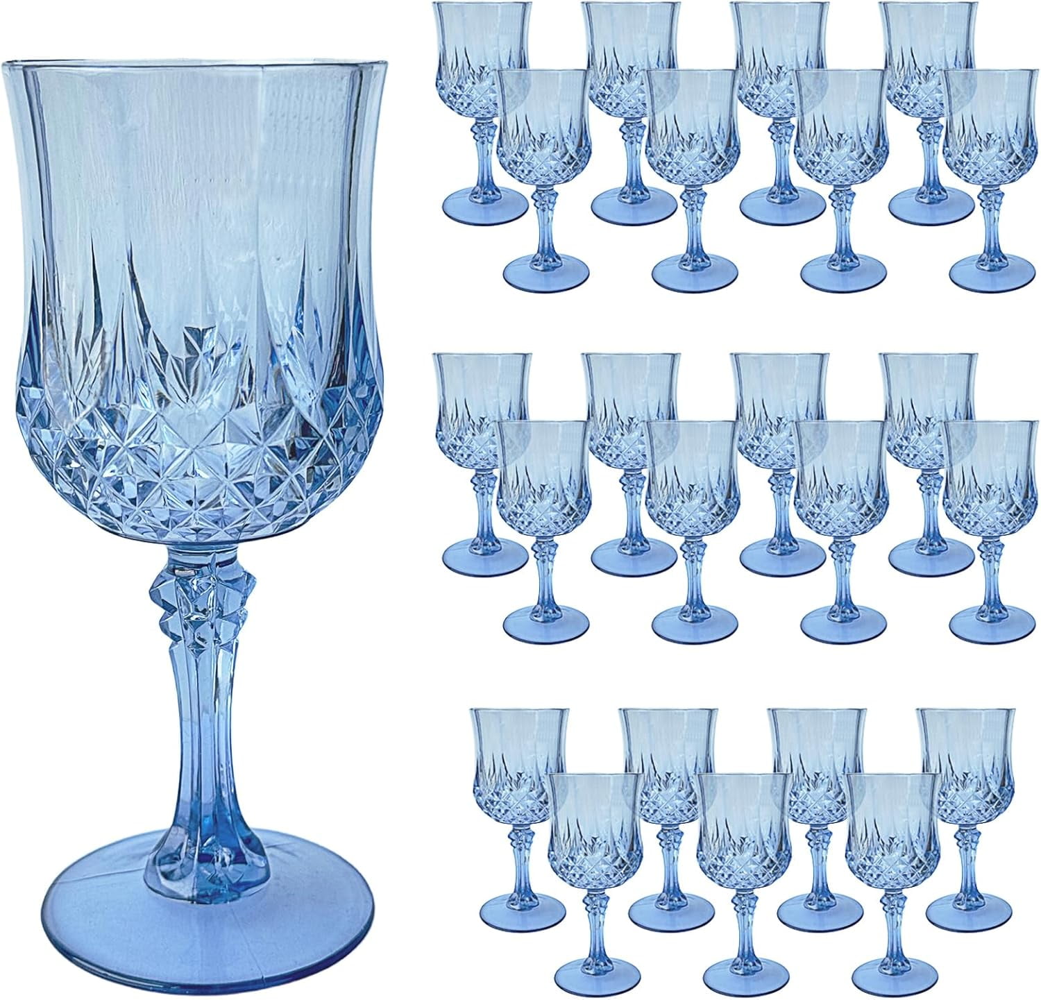 24 Pcs Plastic Blue Wine Glasses，Plastic Cordial Glasses，Plastic ...