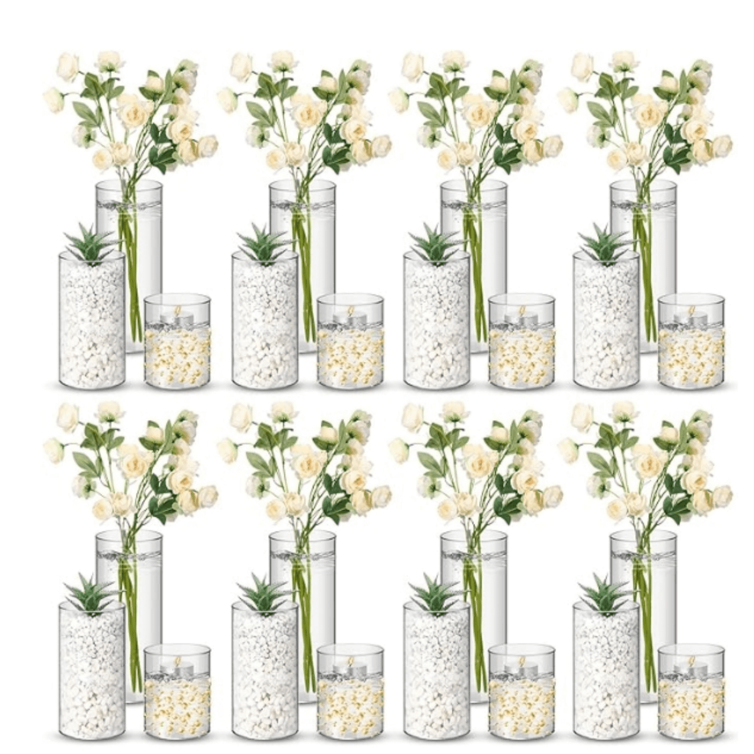 24 Pcs Plastic Cylinder Vases Tall Clear Flower Vases for Centerpieces ...