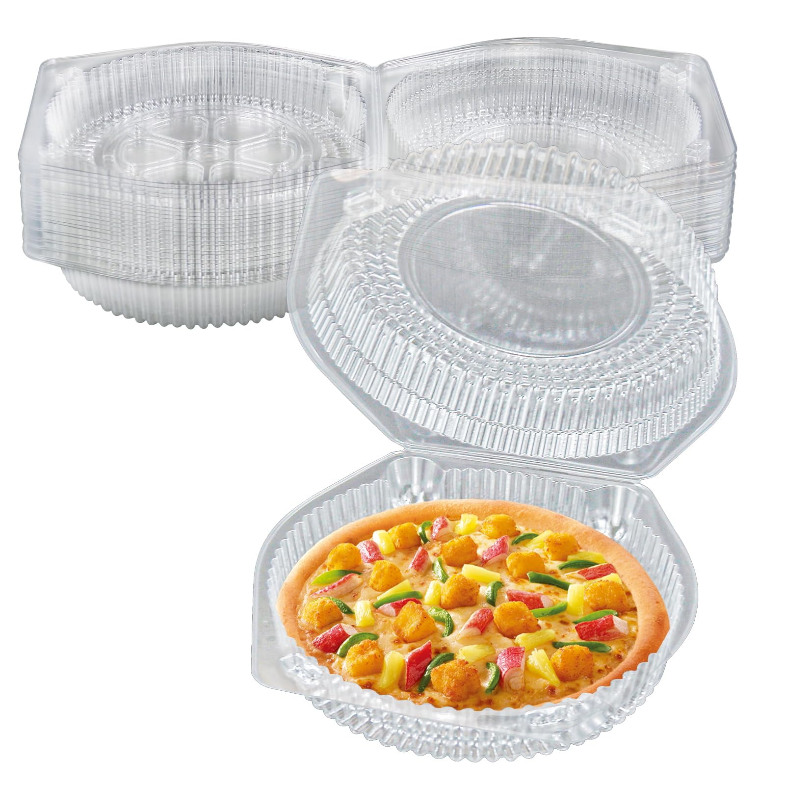 24 Pcs Plastic Disposable Pie Keeper with Hinged Locking Lids Round Pie ...