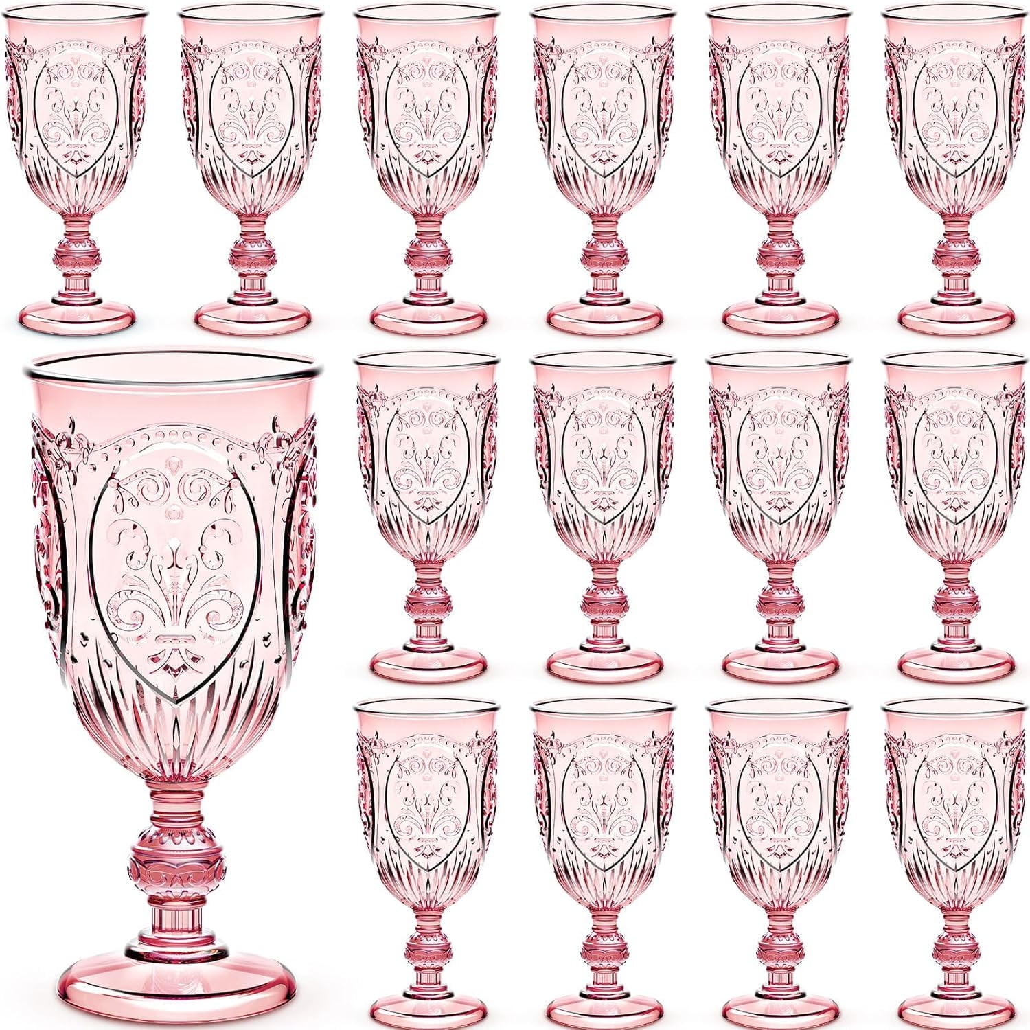 24 Pcs Plastic Goblets 7.5oz Vintage Goblet Plastic Wine Glasses ...