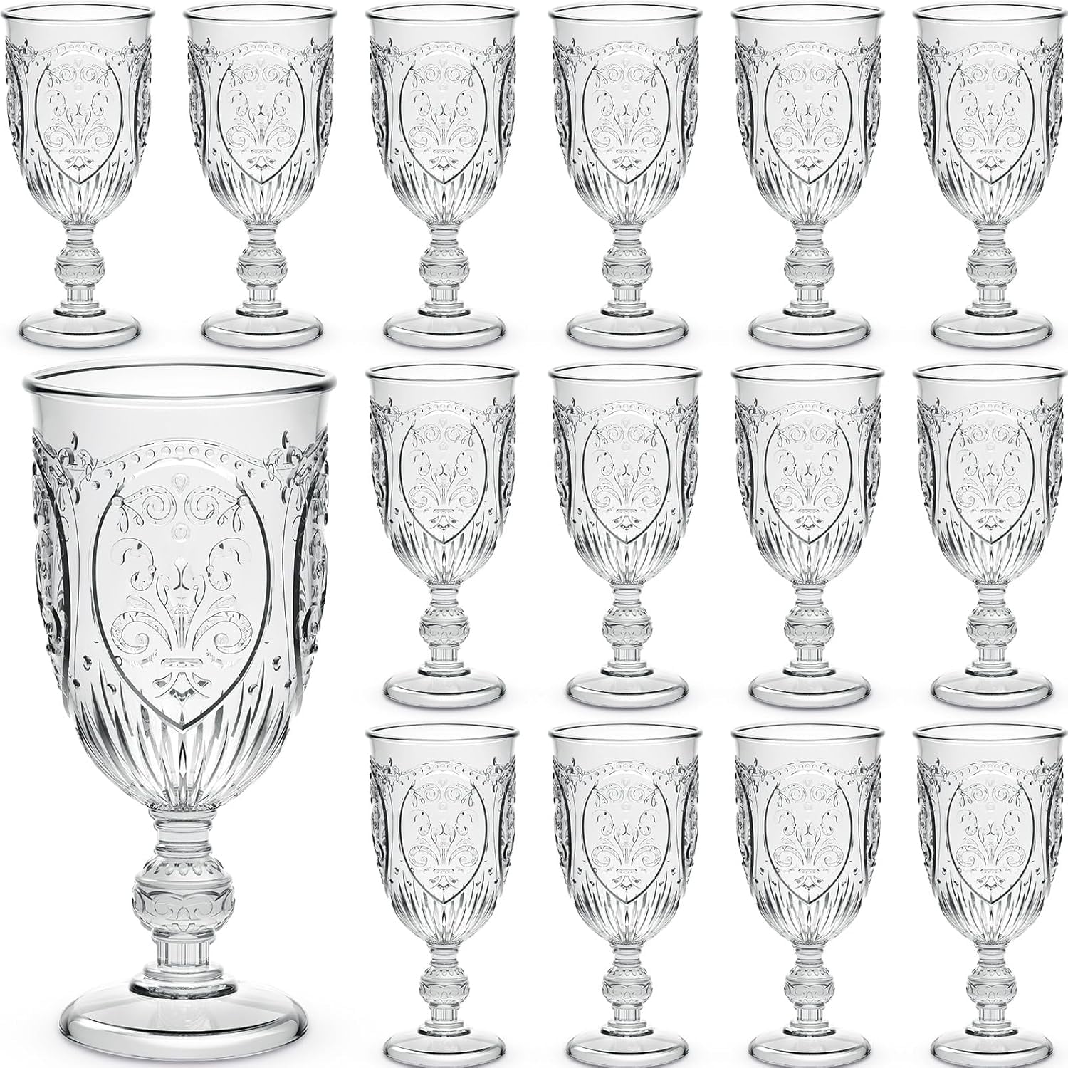 24 Pcs Plastic Goblets 7.5oz Vintage Goblet Plastic Wine Glasses ...