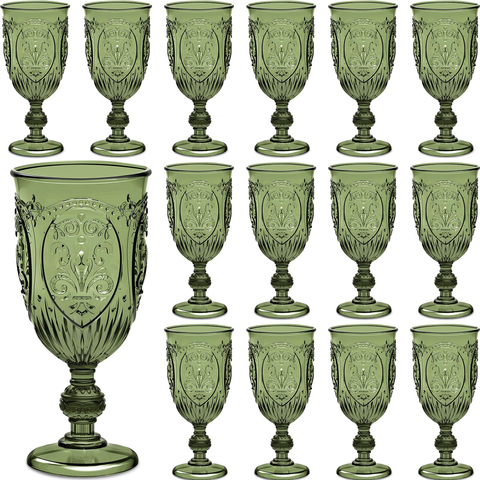 24 Pcs Plastic Goblets 7.5oz Vintage Goblet Plastic Wine Glasses ...