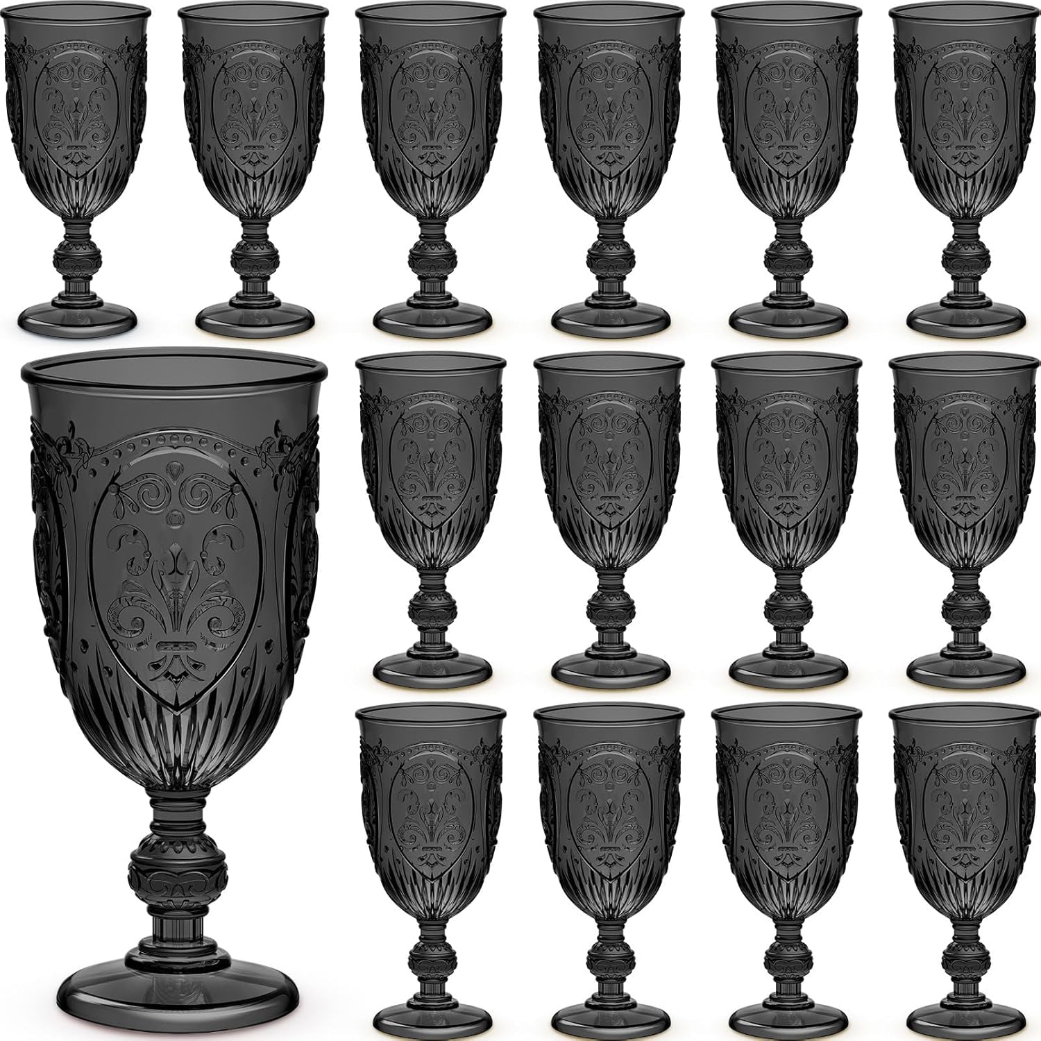 24 Pcs Plastic Goblets 7.5oz Vintage Goblet Plastic Wine Glasses ...