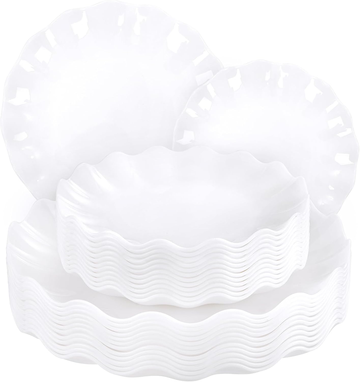 24 Pcs Plastic Plates Reusable,Unbreakable Dinner Plates, Scalloped ...
