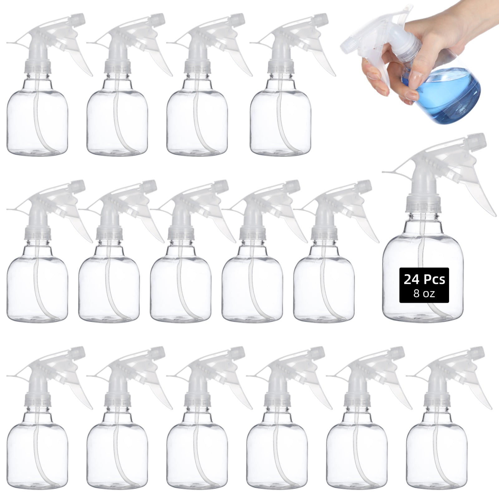 24 Pcs Plastic Spray Bottles, 8 oz Empty Refillable Spray Bottles with ...