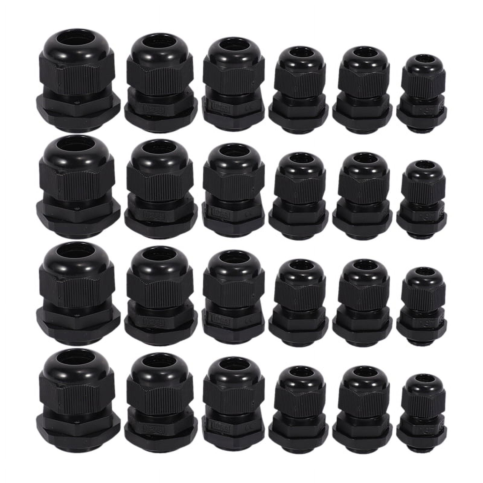 24 Pcs Plastic Waterproof Adjustable 3.5 - 13mm Cable Gland Joints, PG7, PG9, PG11, PG13.5, PG16 ...