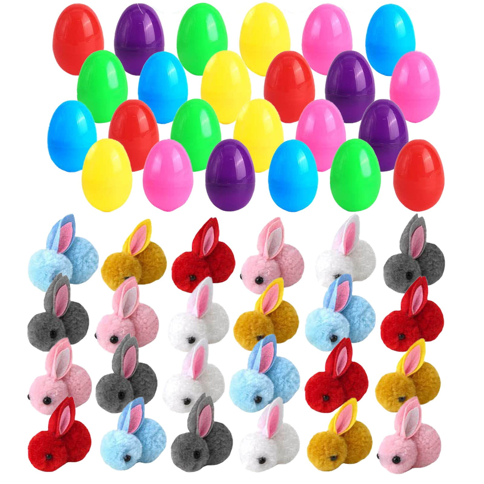 24 Pcs Prefilled Easter Eggs of Mini Stuffed Animal Plush Toys Basket ...