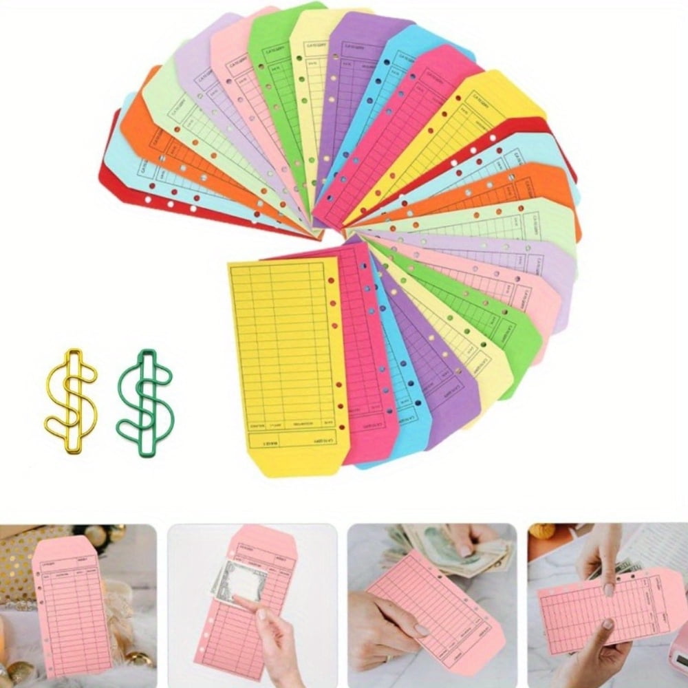 24 Pcs Premium Cardstock Cash Envelopes, 12 Vibrant Colors for ...