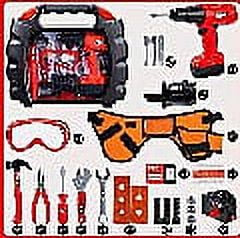 24 Pcs Pretend Play Tool Set and Tool Box Belt Drill for Toddler Kids ...
