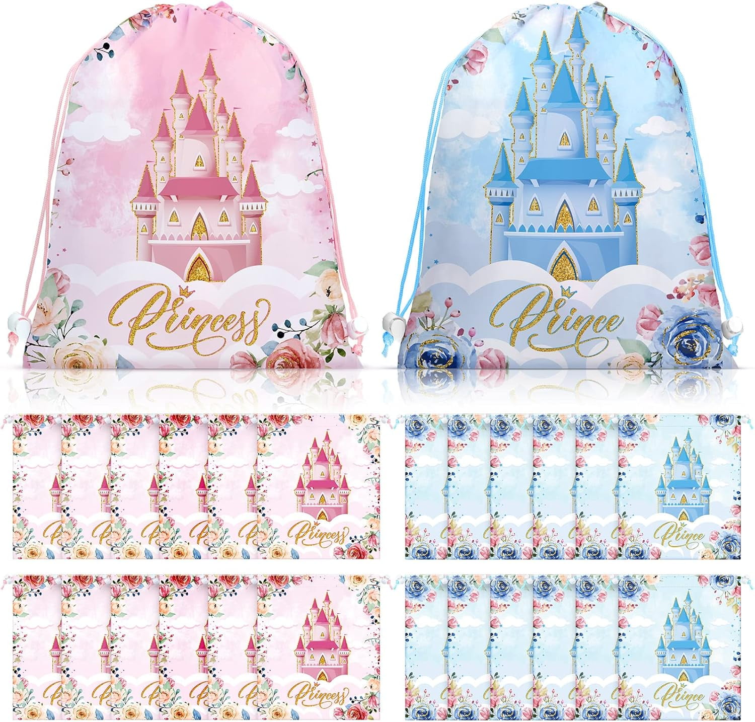 24 Pcs Princess Party Favor Bags Princess Goodie Drawstring Bags Pink ...