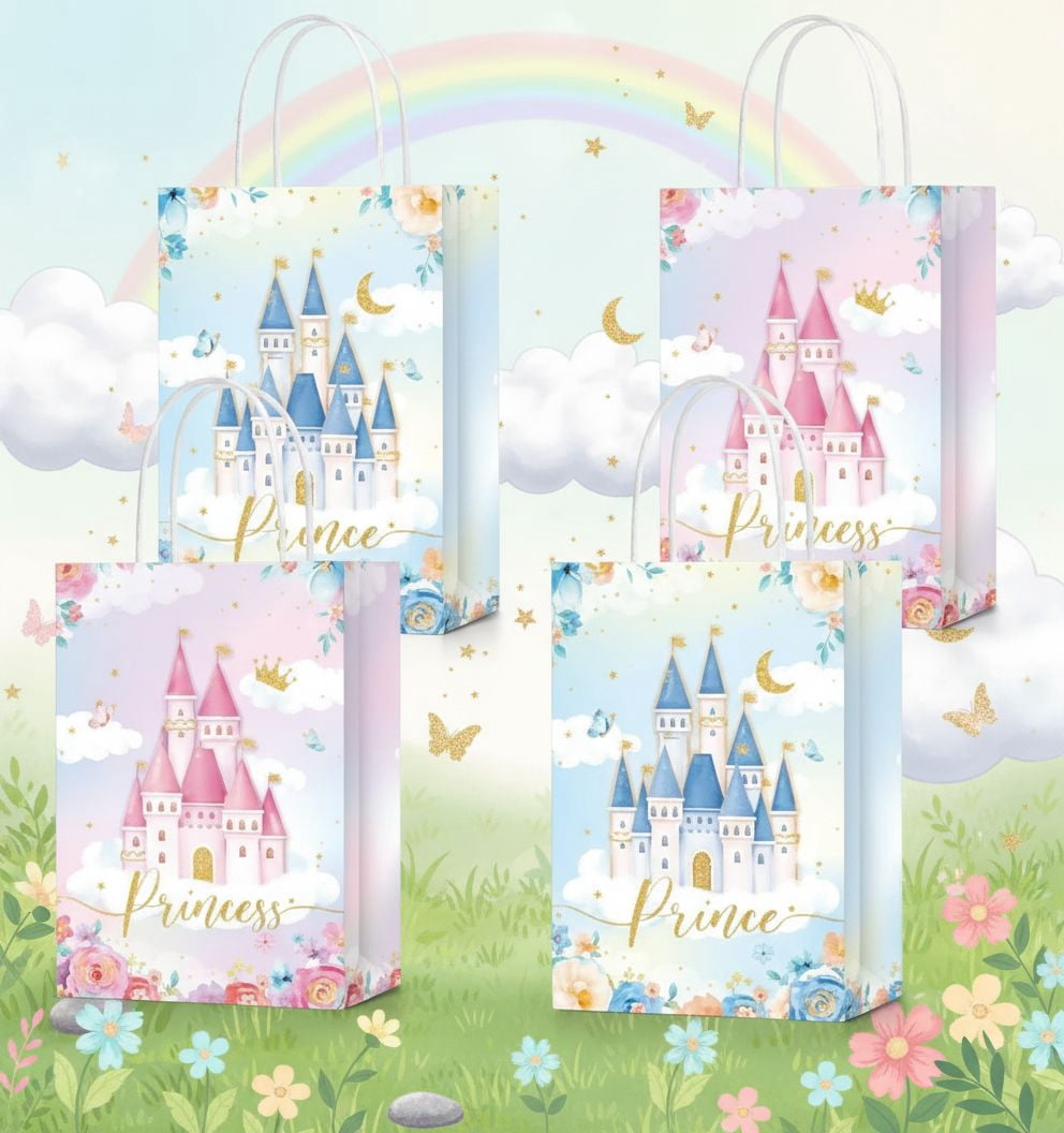 24 Pcs Princess & Prince Castle Party Bags with Handles - Candy & Treat ...