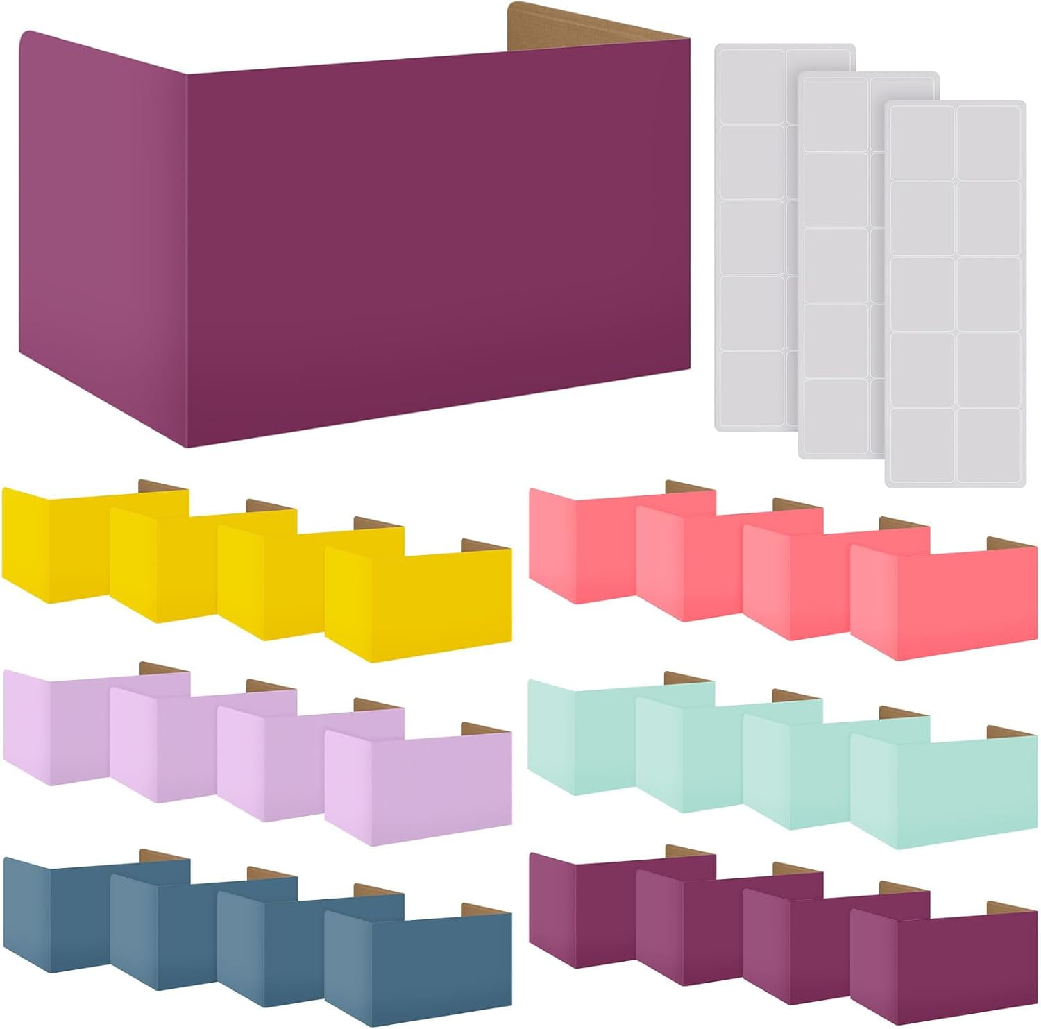 24 Pcs Privacy Folders for Students Privacy Boards with Labels 6 Colors ...