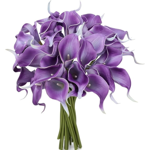 24 Pcs Purple Artificial Calla Lily Flowers Fake Purple Silk Flowers ...