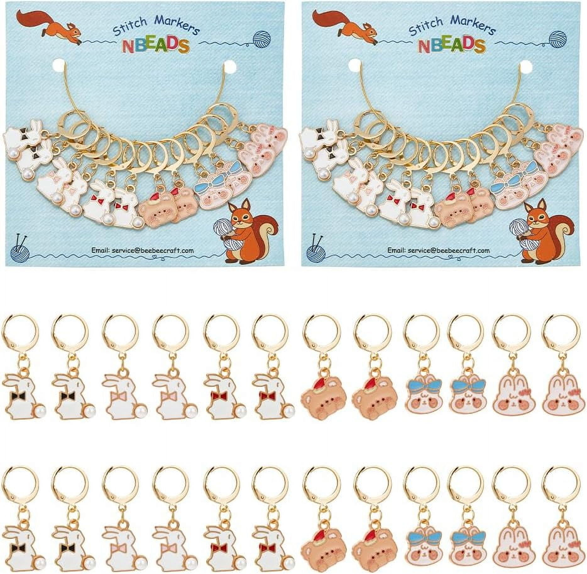 24 Pcs Rabbit Bear Stitch Markers Enamel Alloy Crochet Stitch Marker ...