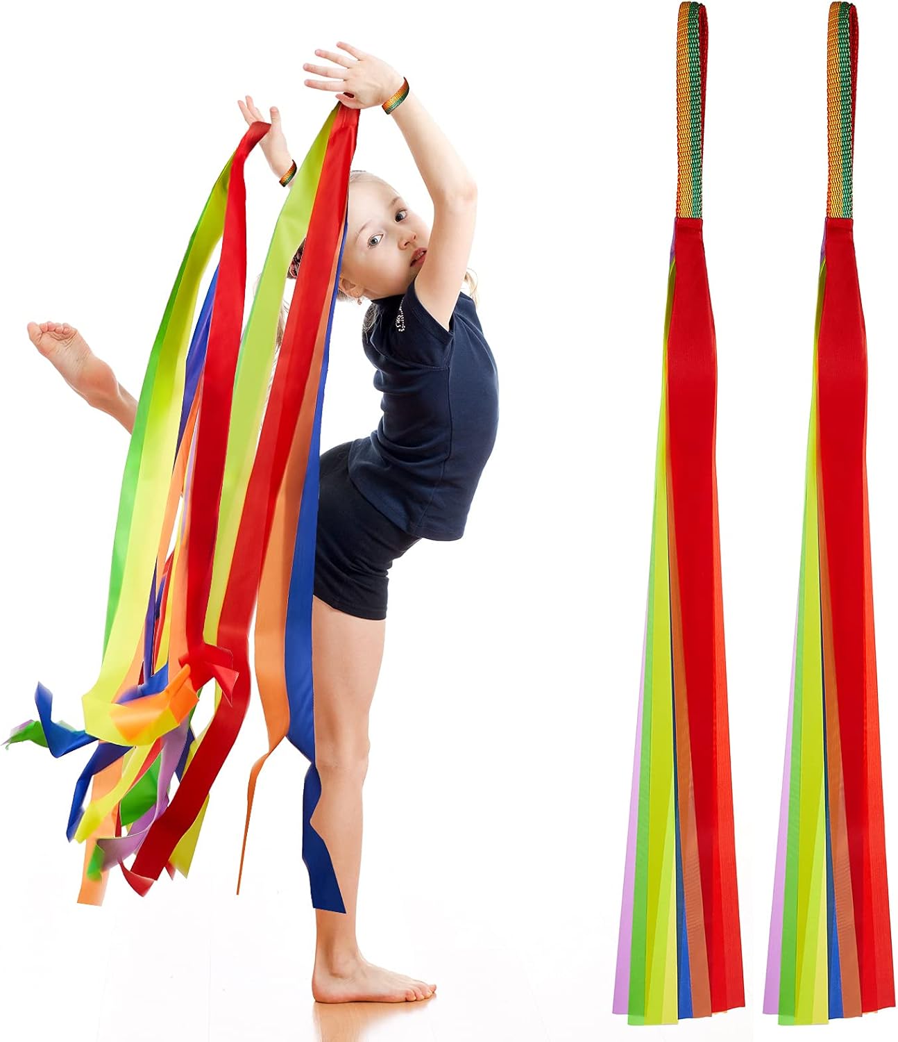 24 Pcs Rainbow Dance Ribbons, Rhythm Ribbon Streamers Rainbow Streamers ...