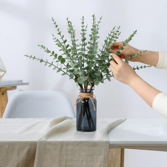 24 Pcs Real Touch Leaf Artificial Eucalyptus Stem 20in Faux ...