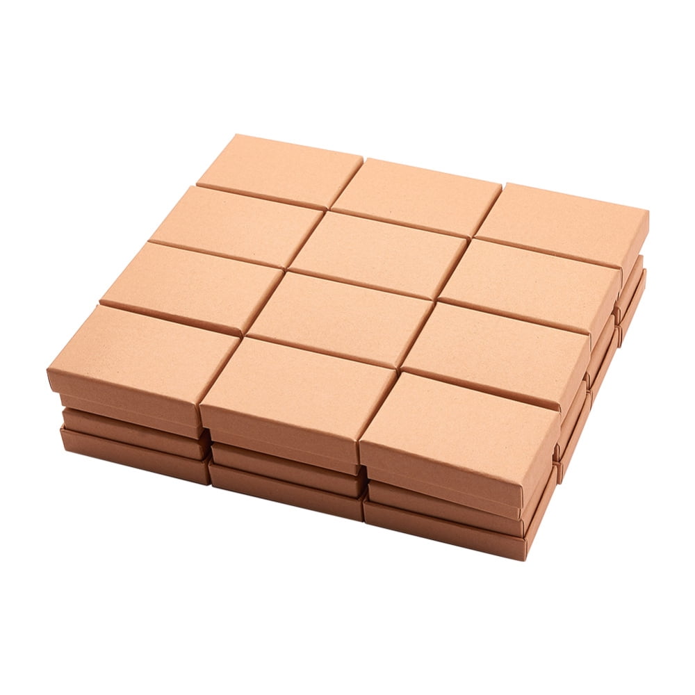 24 Pcs Rectangle Jewelry Box 3.1x2x1" Tan Cardboard Jewelry Boxes Kraft ...