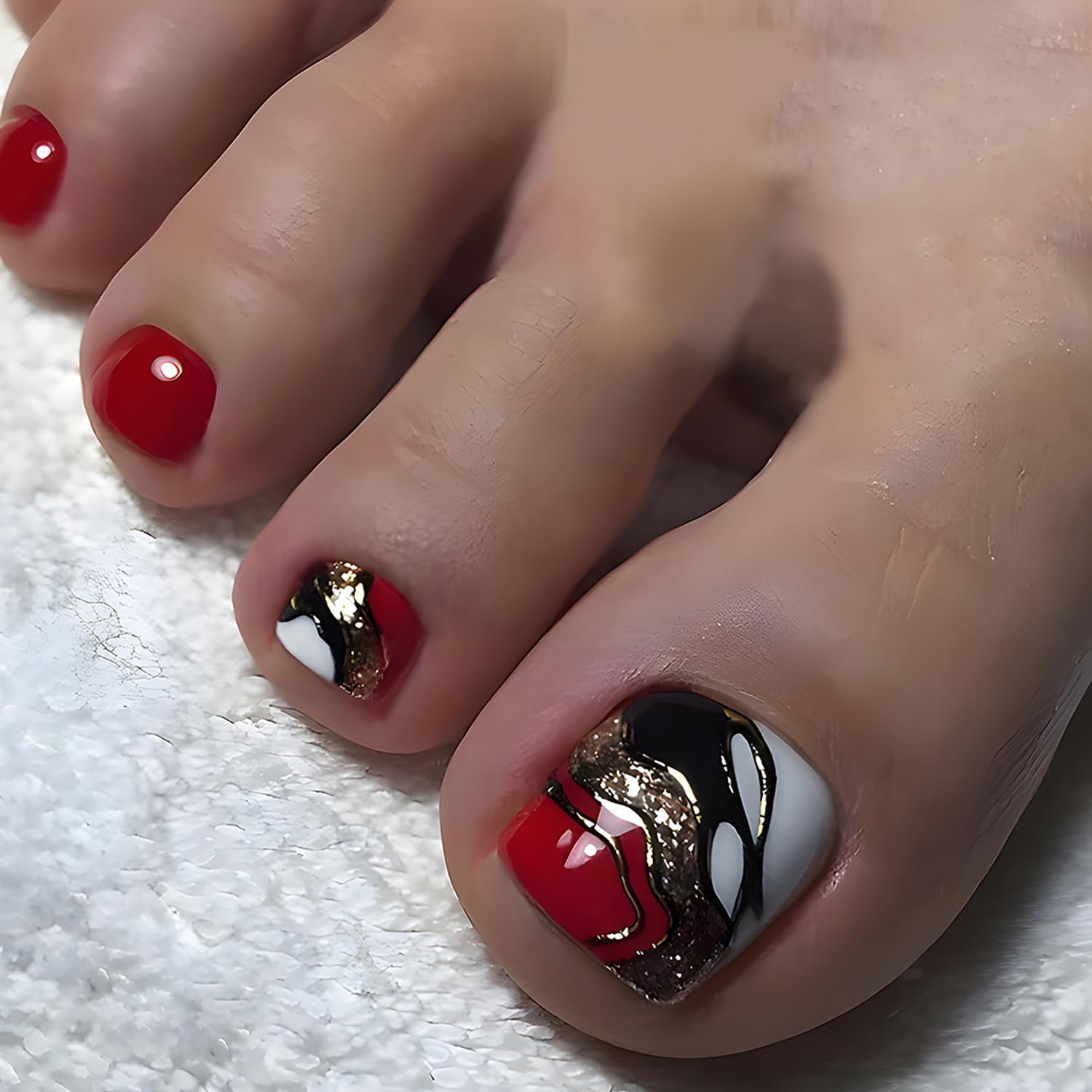 Red toe nail designs store