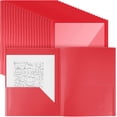 24 Pcs Red Plastic 2-Pocket Letter-Size Folders with Clear Front Pocket ...