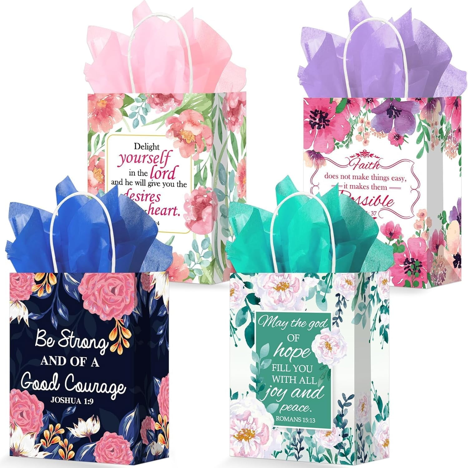 24 Pcs Religious Gift Bags Bible Gift Paper Bags with 24 Tissues Bible ...