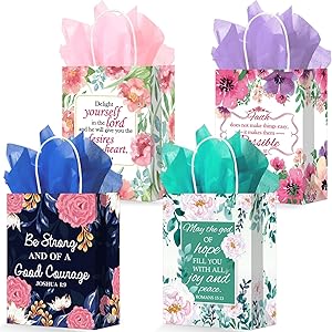 24 Pcs Religious Gift Bags Bible Gift Paper Bags with 24 Tissues Bible ...