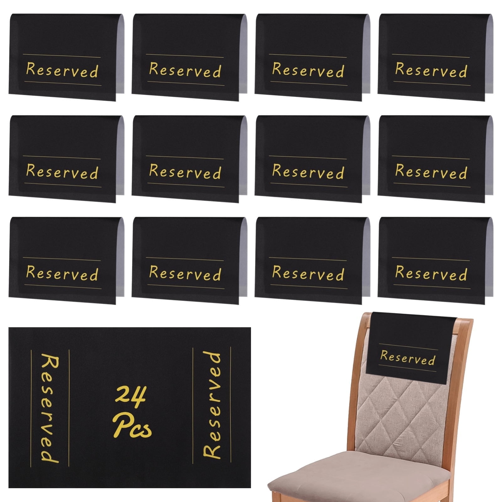 24 Pcs Reserved Chair Signs, Church Pew Reserved Seating Placeholders ...