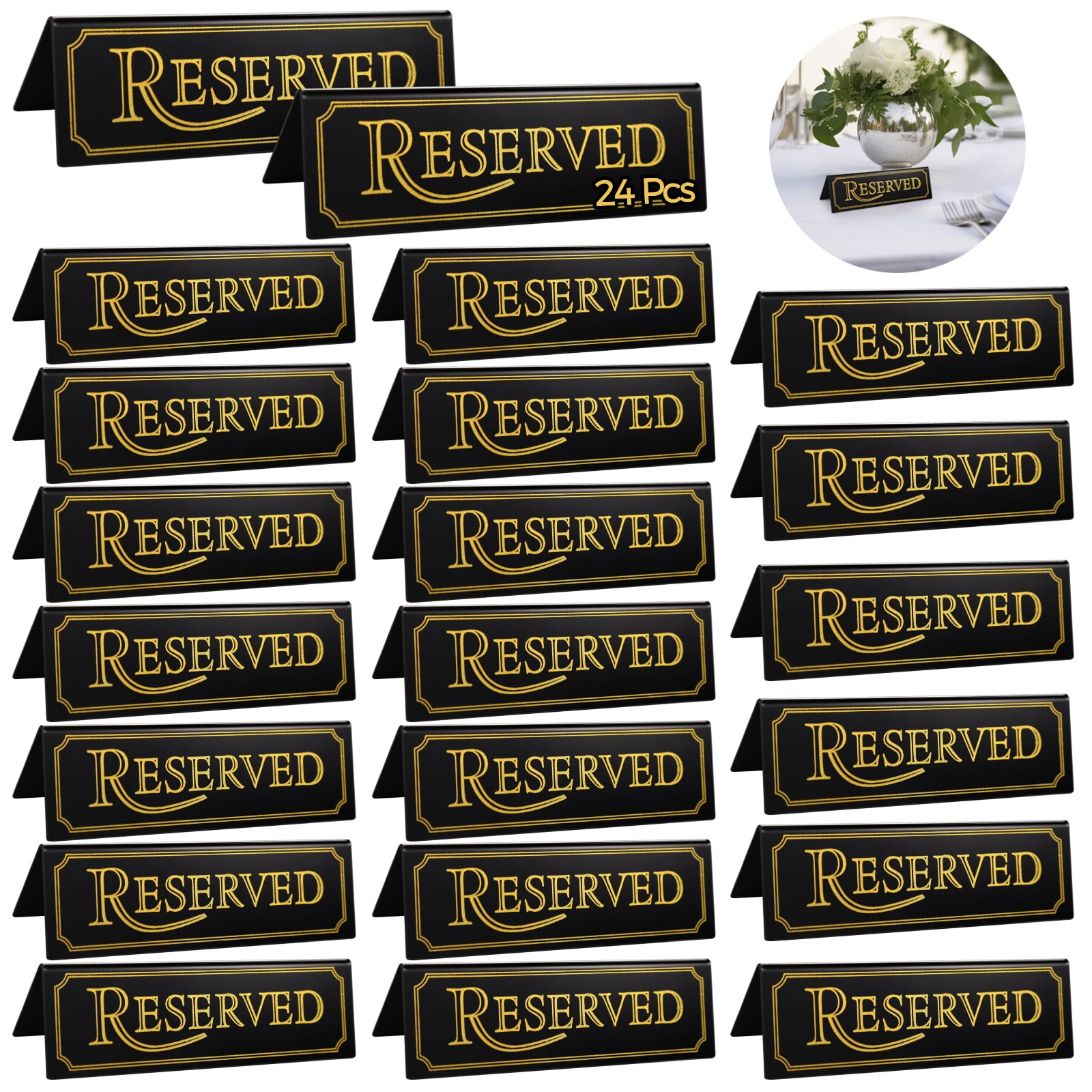 24 Pcs Reserved Table Signs, Double Sided Acrylic Seating Signs, Guest ...